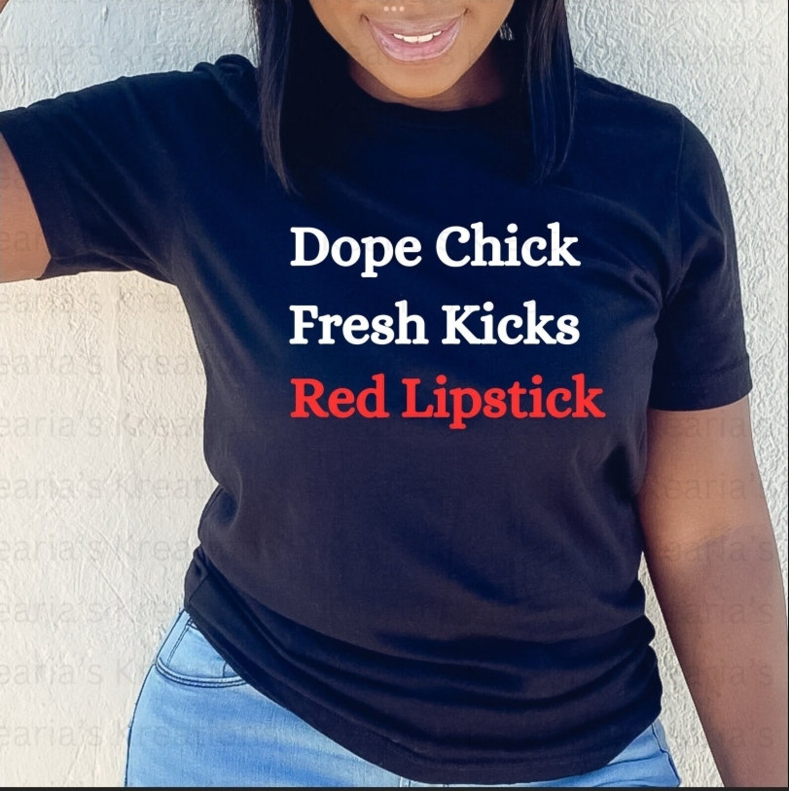 Dope Chic, Fresh Kicks, Red Lipstick Black Tee - Etsy