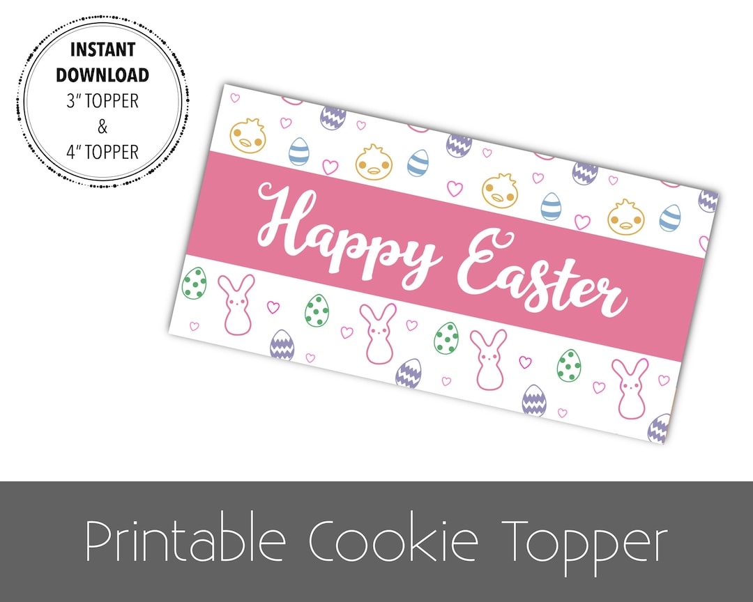 Happy Easter Cookie Topper Printable Card Instant Download - Etsy