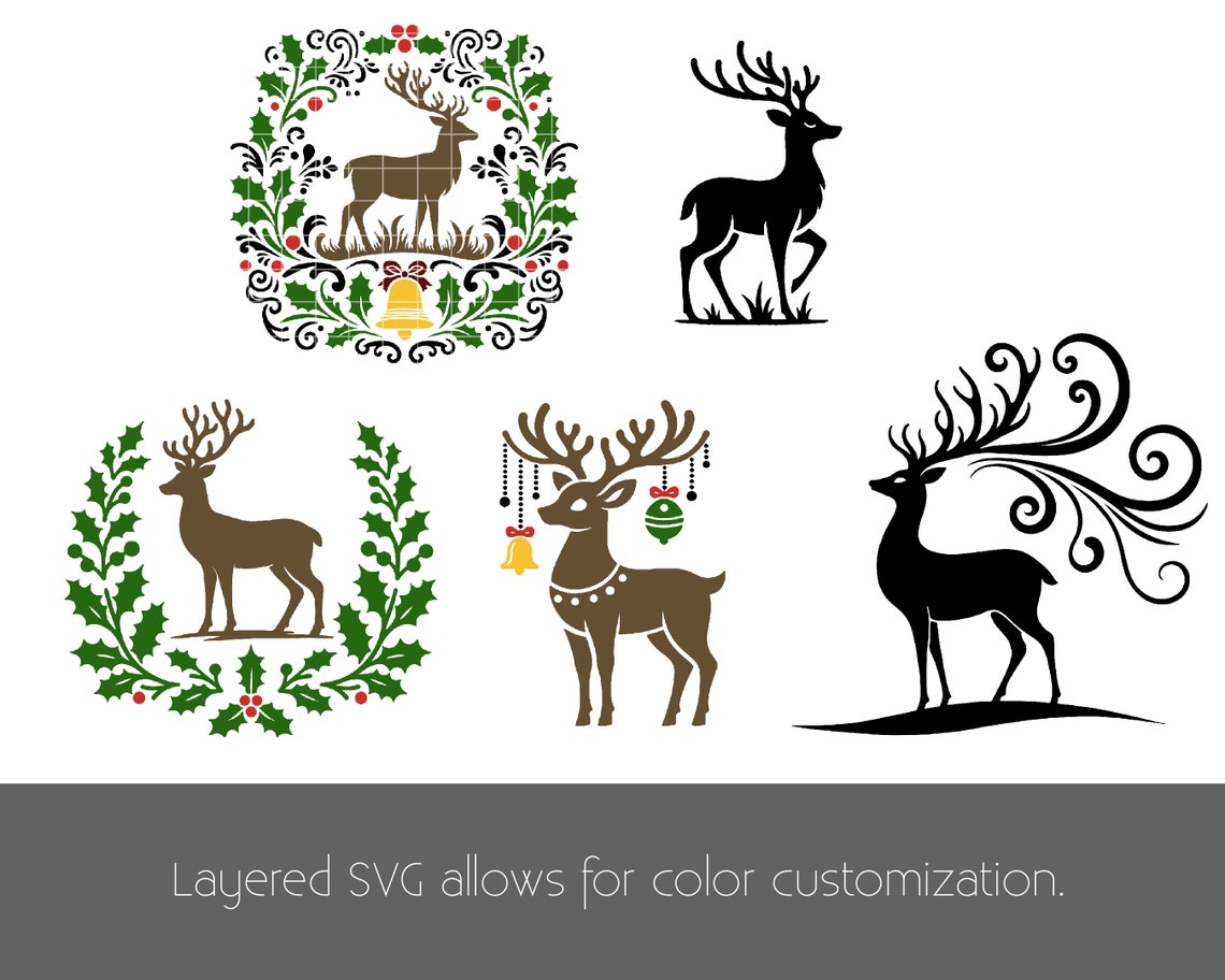 Reindeer Christmas Bundle SVG Cut File for Cricut or Silhouette | Deer ...