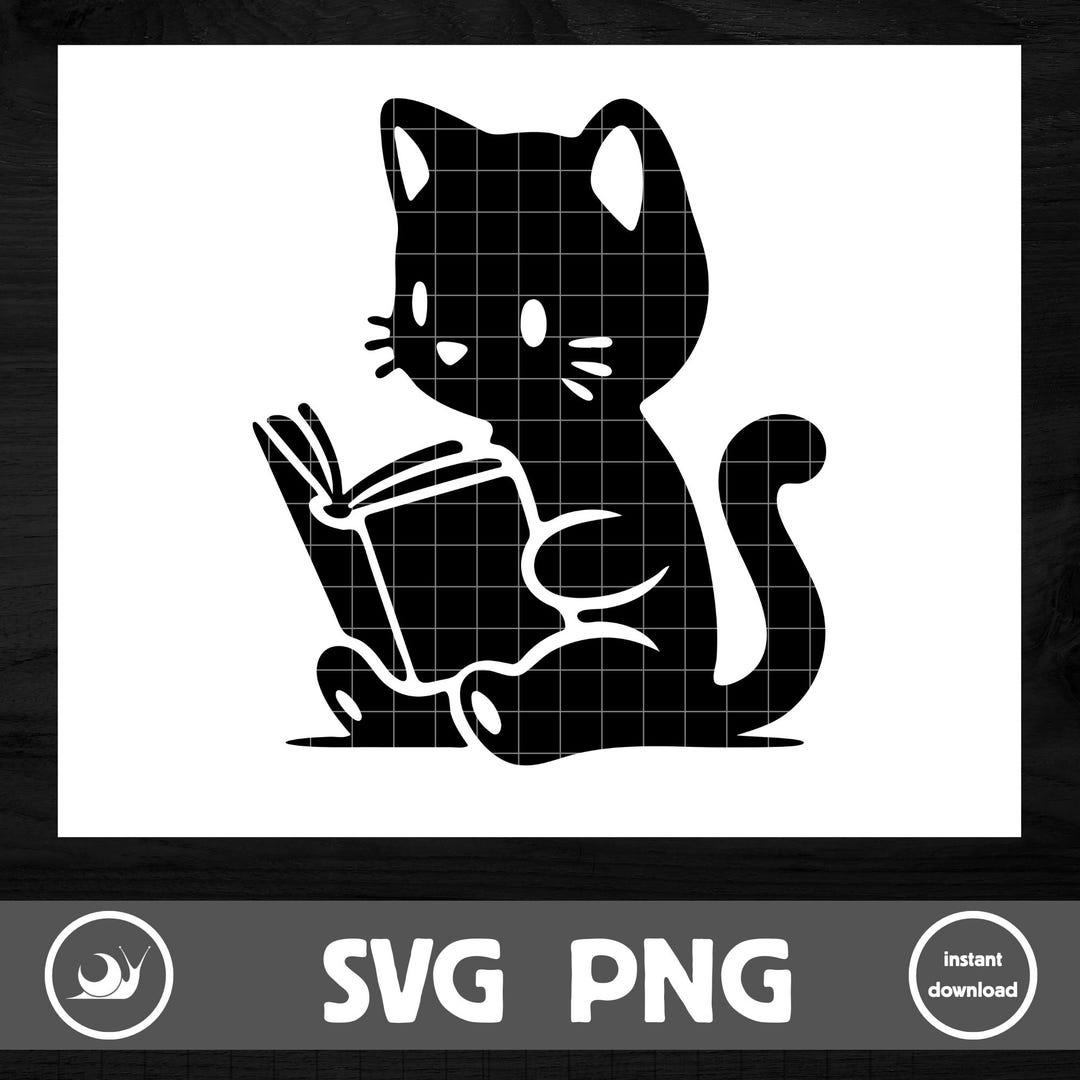 Cat SVG | Reading | Book | Cricut | Cut File - Etsy