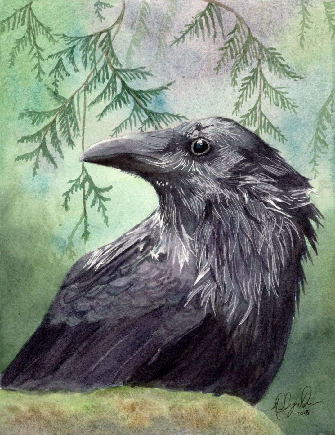 Raven Fine Art Watercolor Print by Ashley Nelson - Etsy
