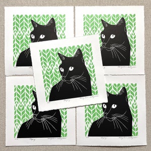 Cat Art Print Cat Artwork Cat Art Original Cat Print Wall Art Linocut ...