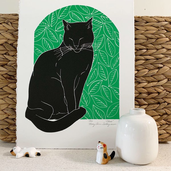 Cat Block Print - Etsy