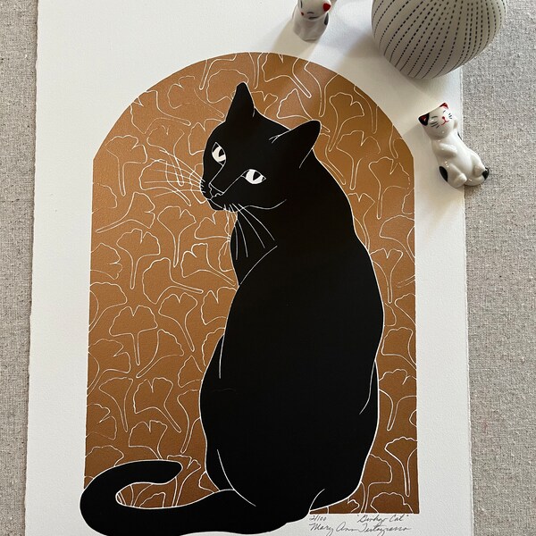 Cat Block Print - Etsy