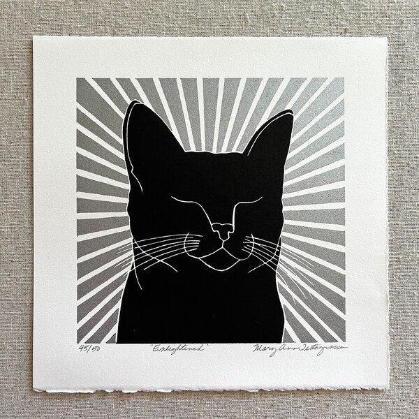 Cat Block Print - Etsy