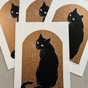 Cat Art Print Cat Artwork Cat Art Original Cat Print Wall Art Linocut ...