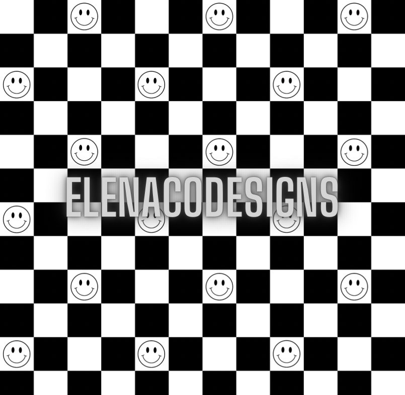 Black and White Checkered Smiley Face Seamless Pattern - Etsy