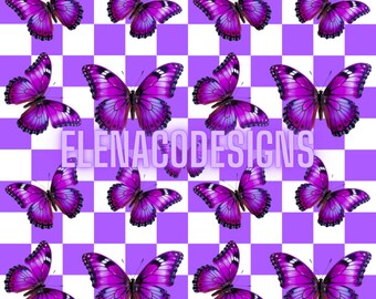Purple Disco Cowgirl Y2k Checkered Seamless Repeating Digital Pattern ...