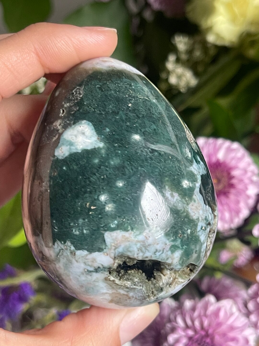 Sea Jasper Egg Crystal Carving | Meditation | Reiki | Feng Shui - Etsy