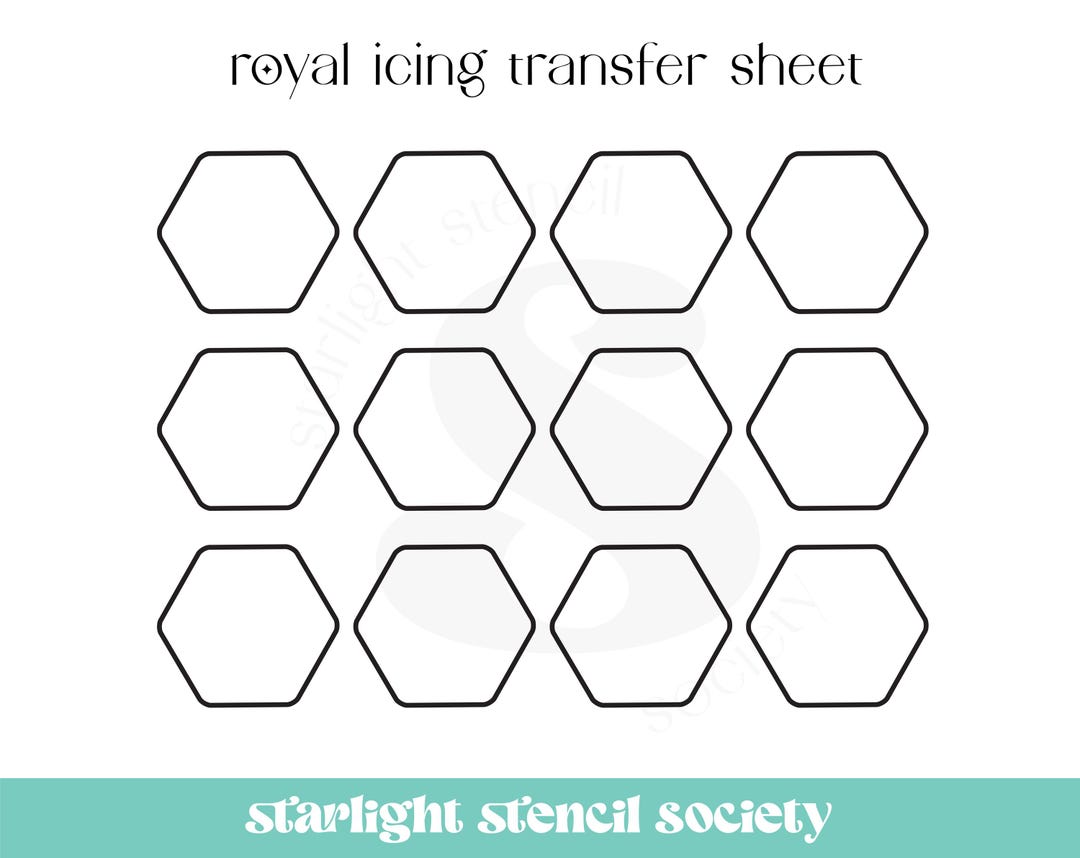 Hexagon Royal Icing Transfer Sheet | Cookie Printable | Basic Shape ...