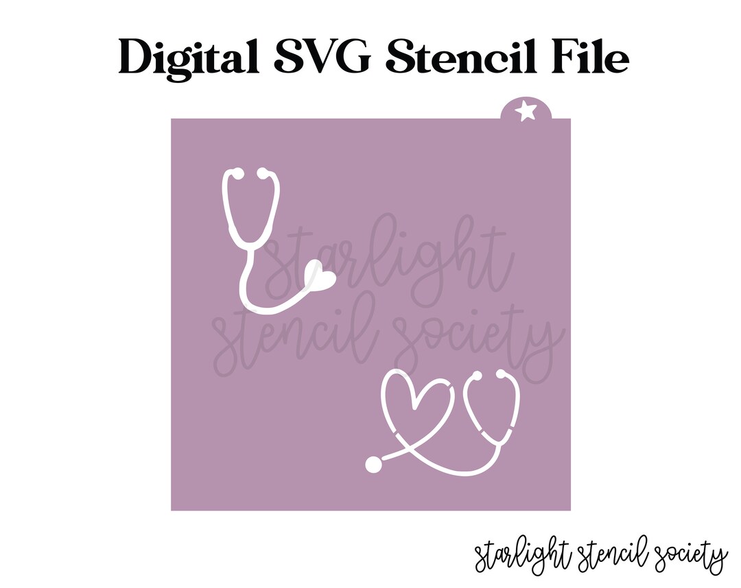 Nurse Stethoscope Heart SVG FILE Cookie Stencil Digital File Instant ...