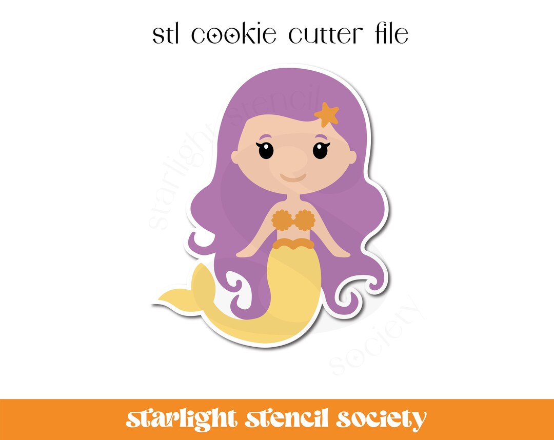 Mermaid STL Cookie Cutter File | Basic Shape | Ocean Mermaid Summer ...