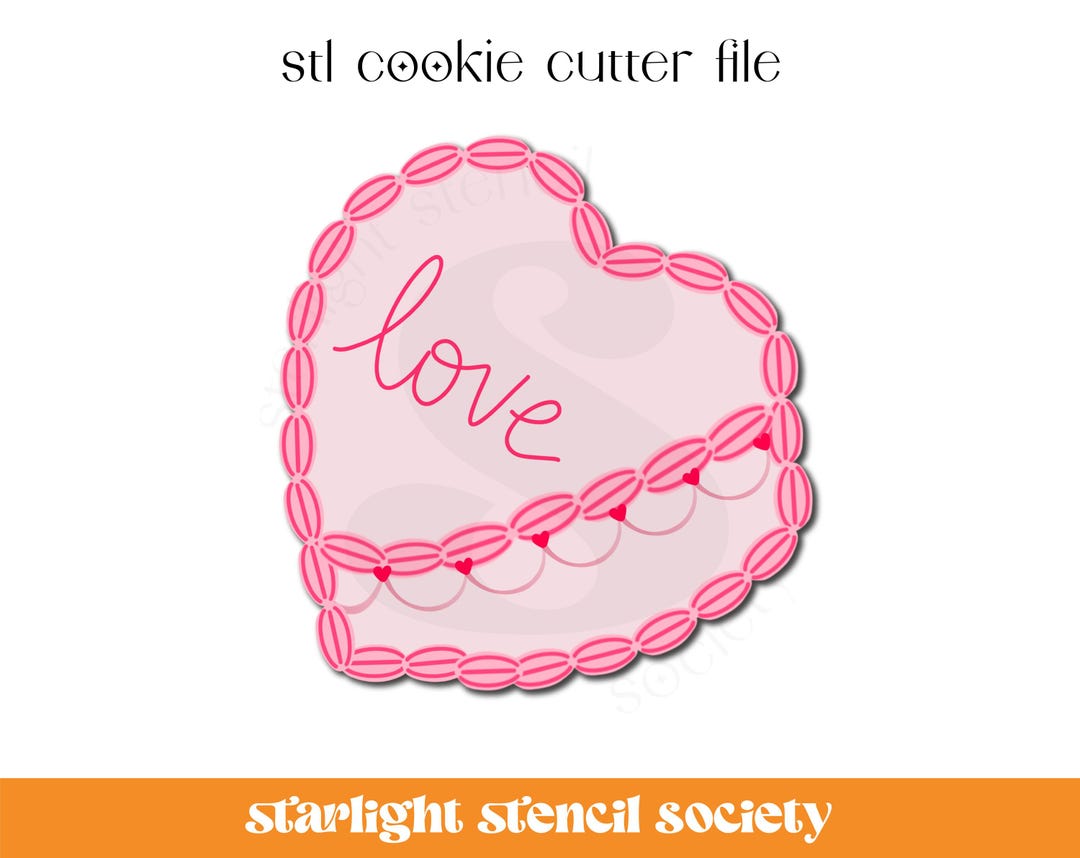 Vintage Heart Cake STL Cookie Cutter File | Valentines | Basic Shape ...