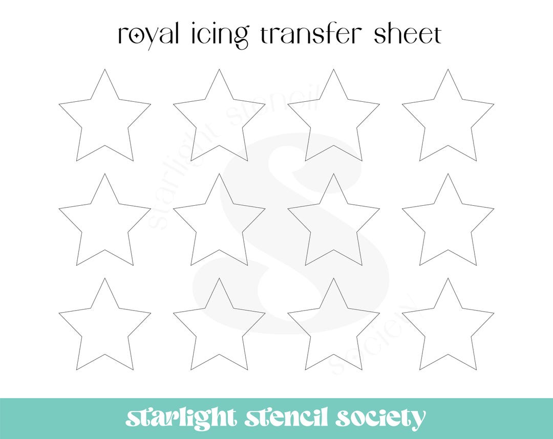 Star Royal Icing Transfer Sheet | Cookie Printable | Basic Shape ...