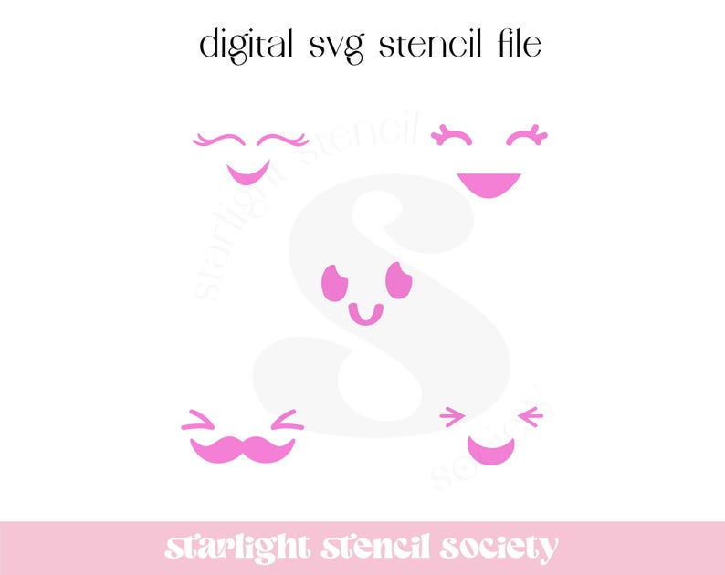 Kawaii Faces | SVG FILE | Cookie Stencil | Digital File | Instant ...