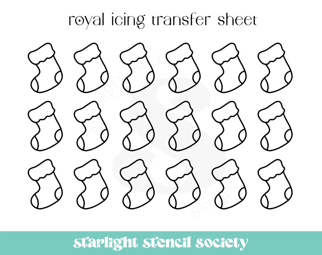 Christmas Stocking Royal Icing Transfer Sheet | Cookie Printable ...