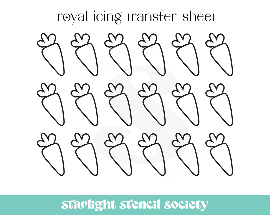 Carrot Royal Icing Transfer Sheet | Cookie Printable | Basic Shape ...
