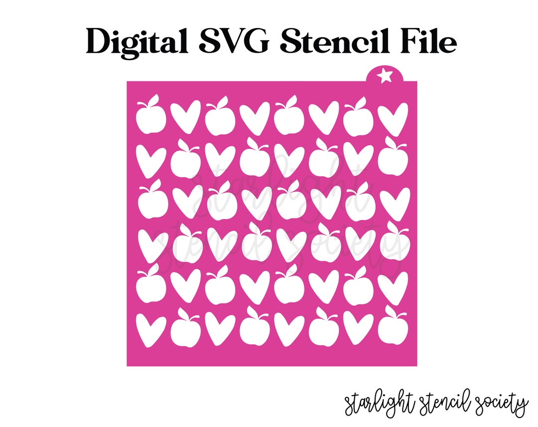 Apple Heart SVG FILE School Cookie Stencil Digital File - Etsy