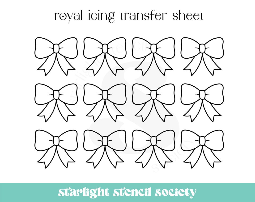 Bow Royal Icing Transfer Sheet | Cookie Printable | Cute | Girly ...