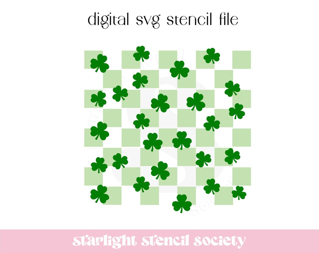 Clover Checkered SVG FILE | Cookie Stencil | St. Patrick's Day Stencil ...