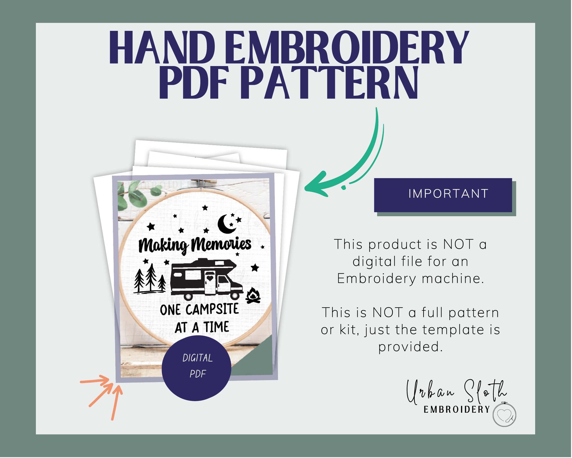 Pop up Embroidery Pattern Camper Embroidery Digital Stitching Pattern ...