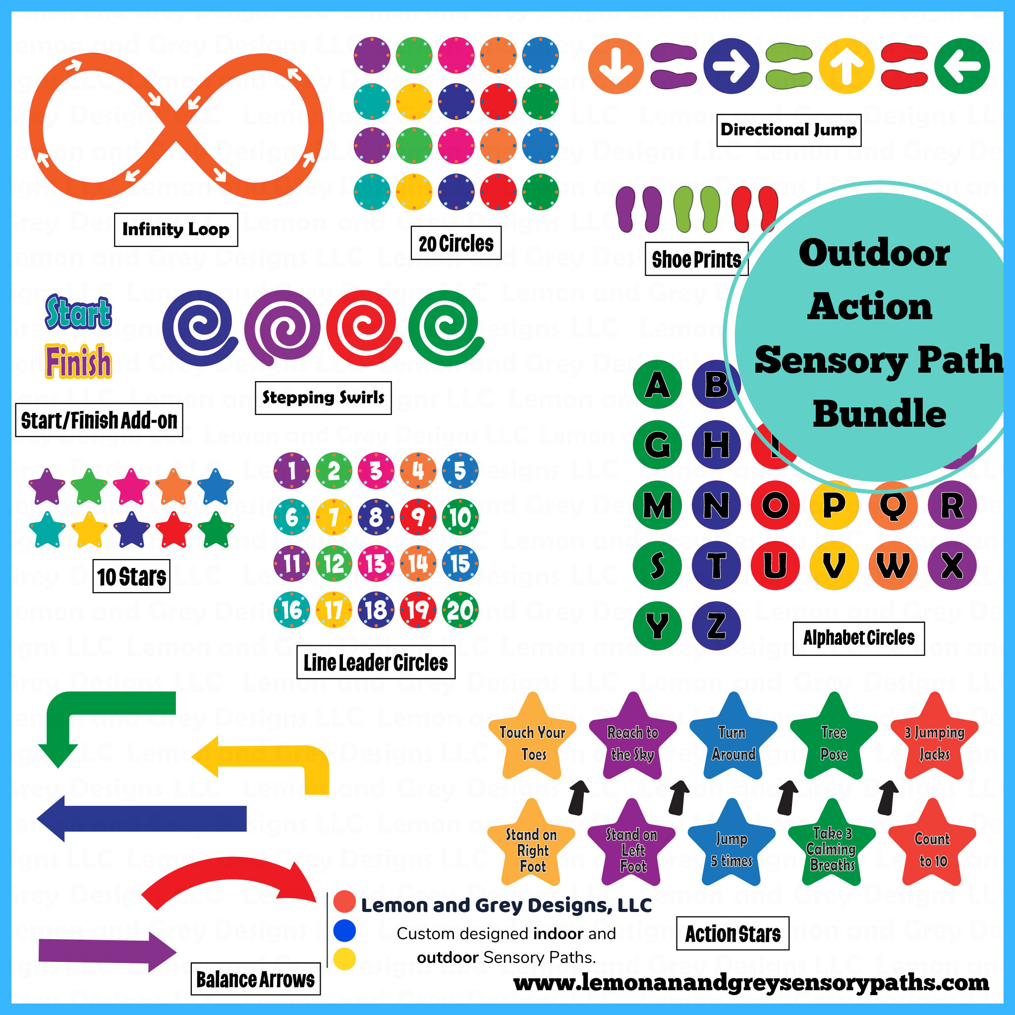 Outdoor Action Sensory Path Bundle Sensory Path Decals | Etsy