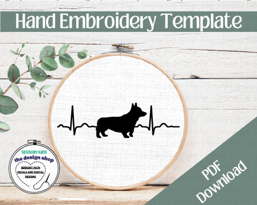 Corgi Embroidery Pattern Pet Embroidery Digital Stitching Pattern DIY ...