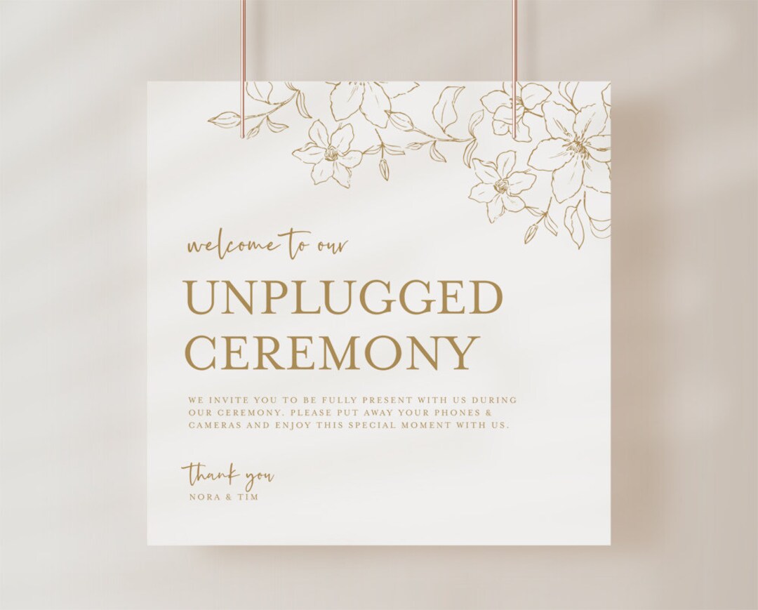 Unplugged Ceremony Sign Template, Welcome to Unplugged Ceremony Sign ...