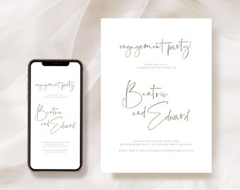 Engagement Party Invitation Template, Engagement Party Evite, Text ...