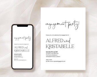 Engagement Party Invitation Template, Engagement Party Evite, Text ...