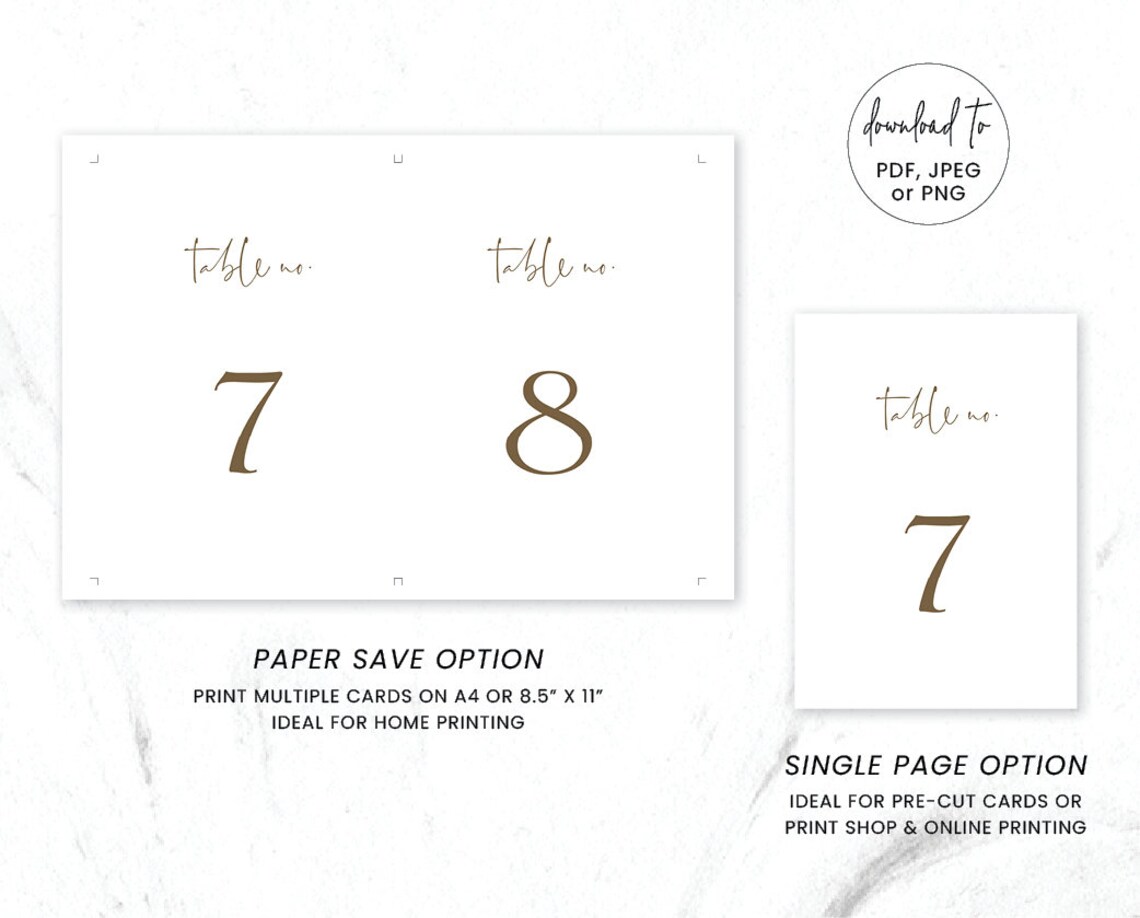 Wedding Table Numbers, Printable Table Number Cards, Table Centerpiece ...