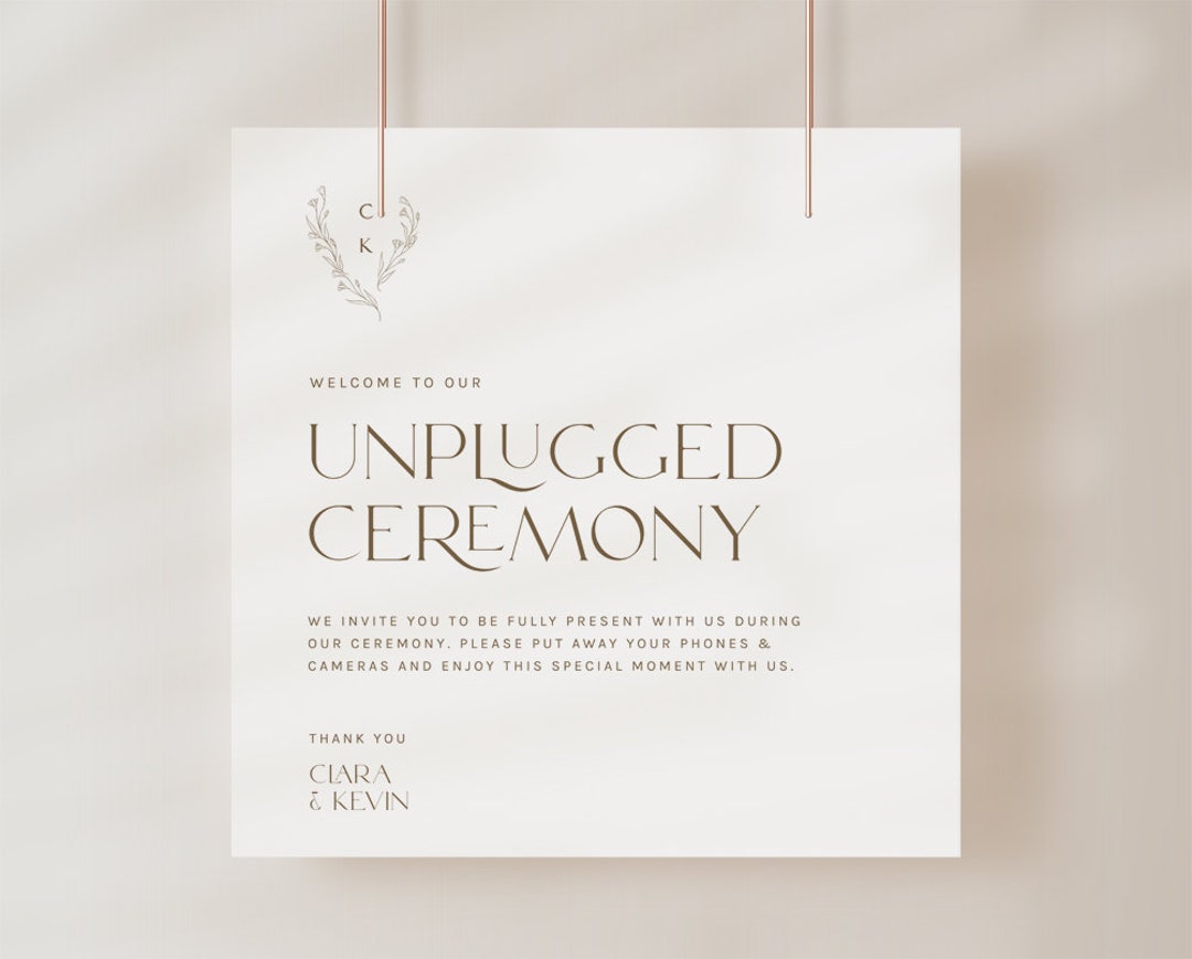 Unplugged Ceremony Sign Template, Welcome to Unplugged Ceremony Sign ...