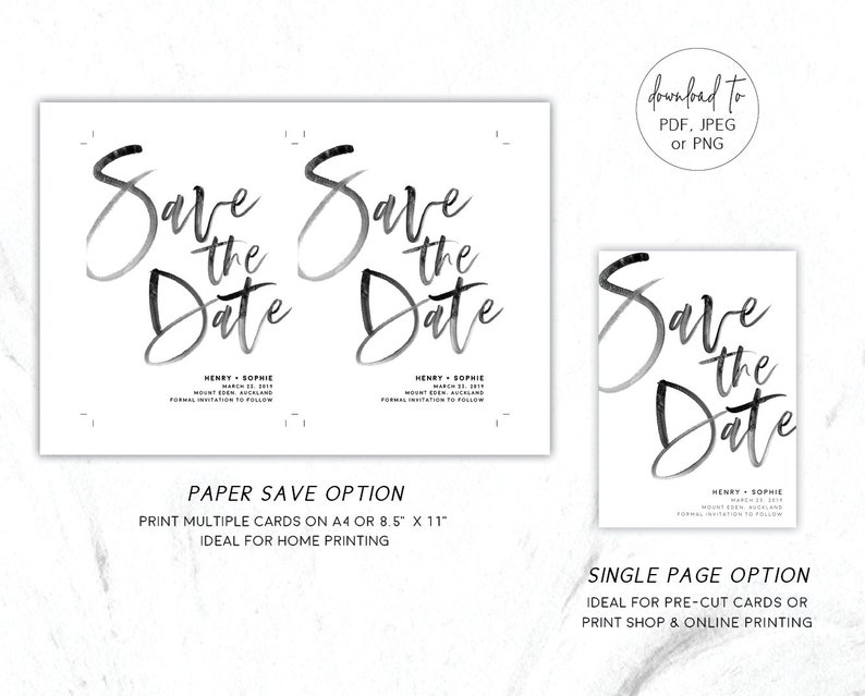 Save the Date Cards Printable Download Modern Save the Date Digital ...