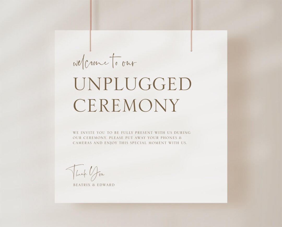 Unplugged Ceremony Sign Template, Welcome to Unplugged Ceremony Sign ...