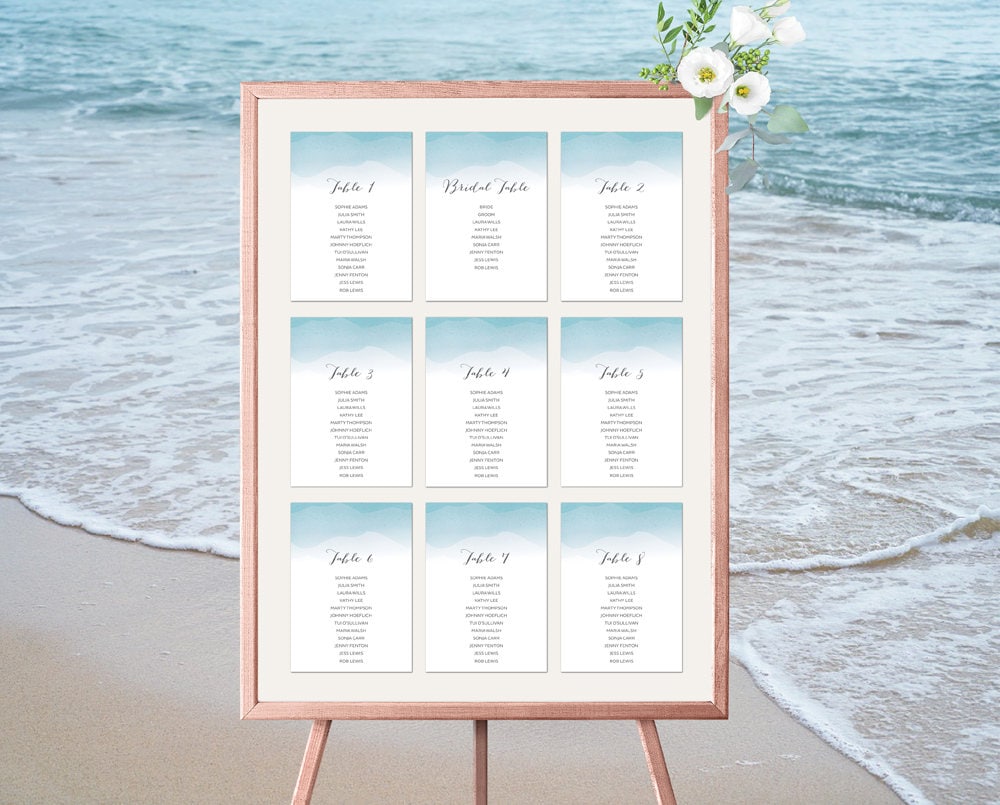 Beach Wedding Seating Plan Printable Seating Chart Seating | Etsy