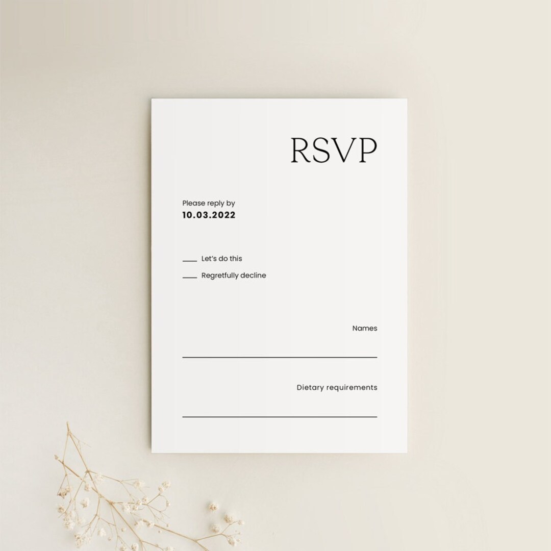 Rsvp Cards for Wedding, Modern Wedding Rsvp Card Template, Rsvp ...
