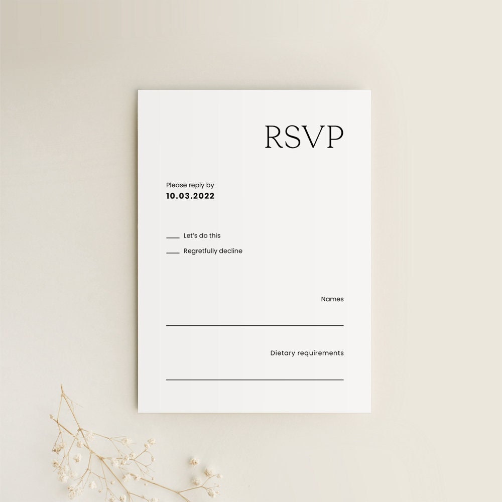 Rsvp Cards for Wedding, Modern Wedding Rsvp Card Template, Rsvp ...
