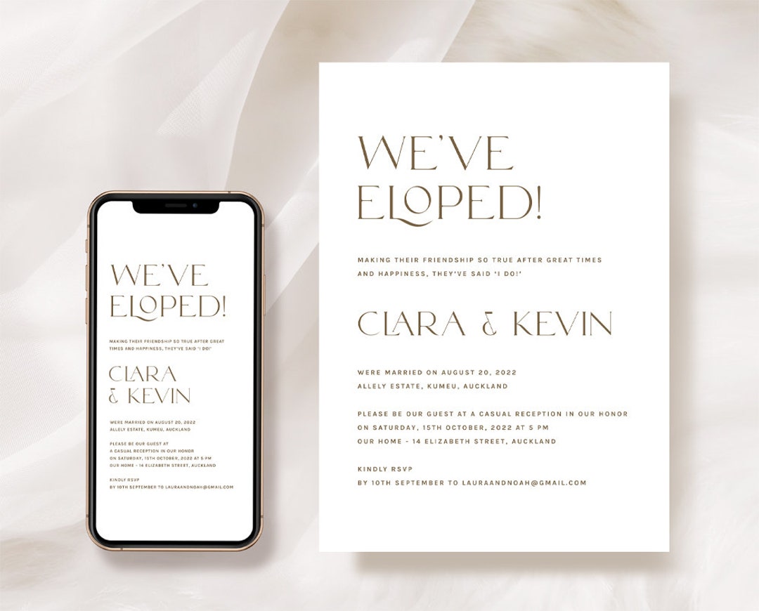 Elopement Announcement Template, Elopement Invitation, We Eloped, Just ...