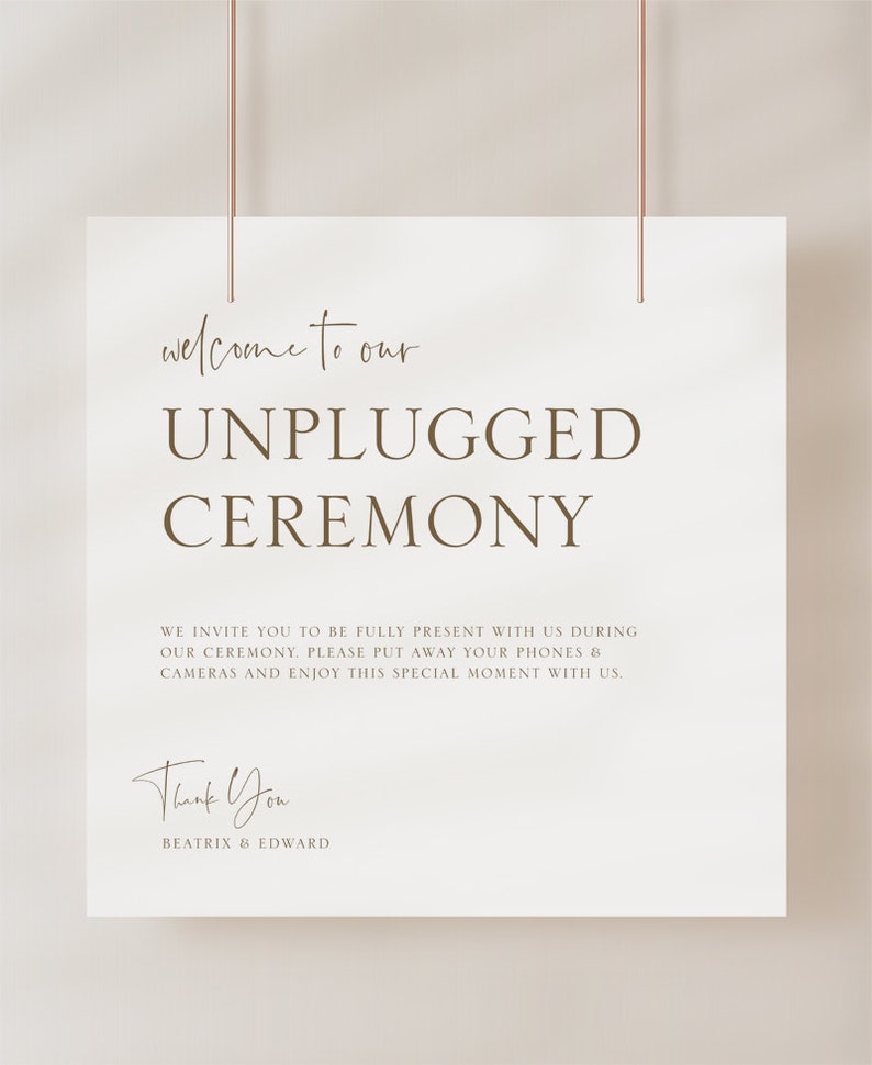Unplugged Ceremony Sign Template, Welcome to Unplugged Ceremony Sign ...