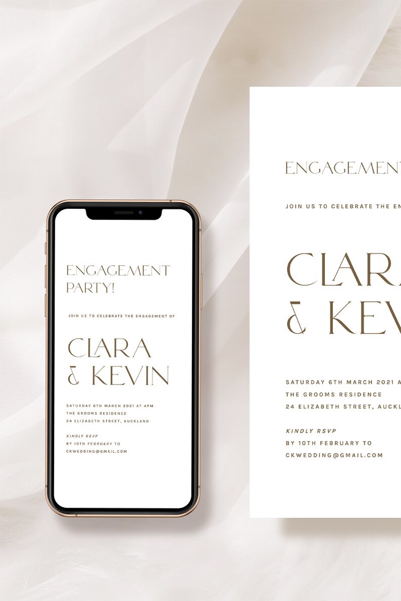 Engagement Party Invitation Template, Engagement Party Evite, Text ...