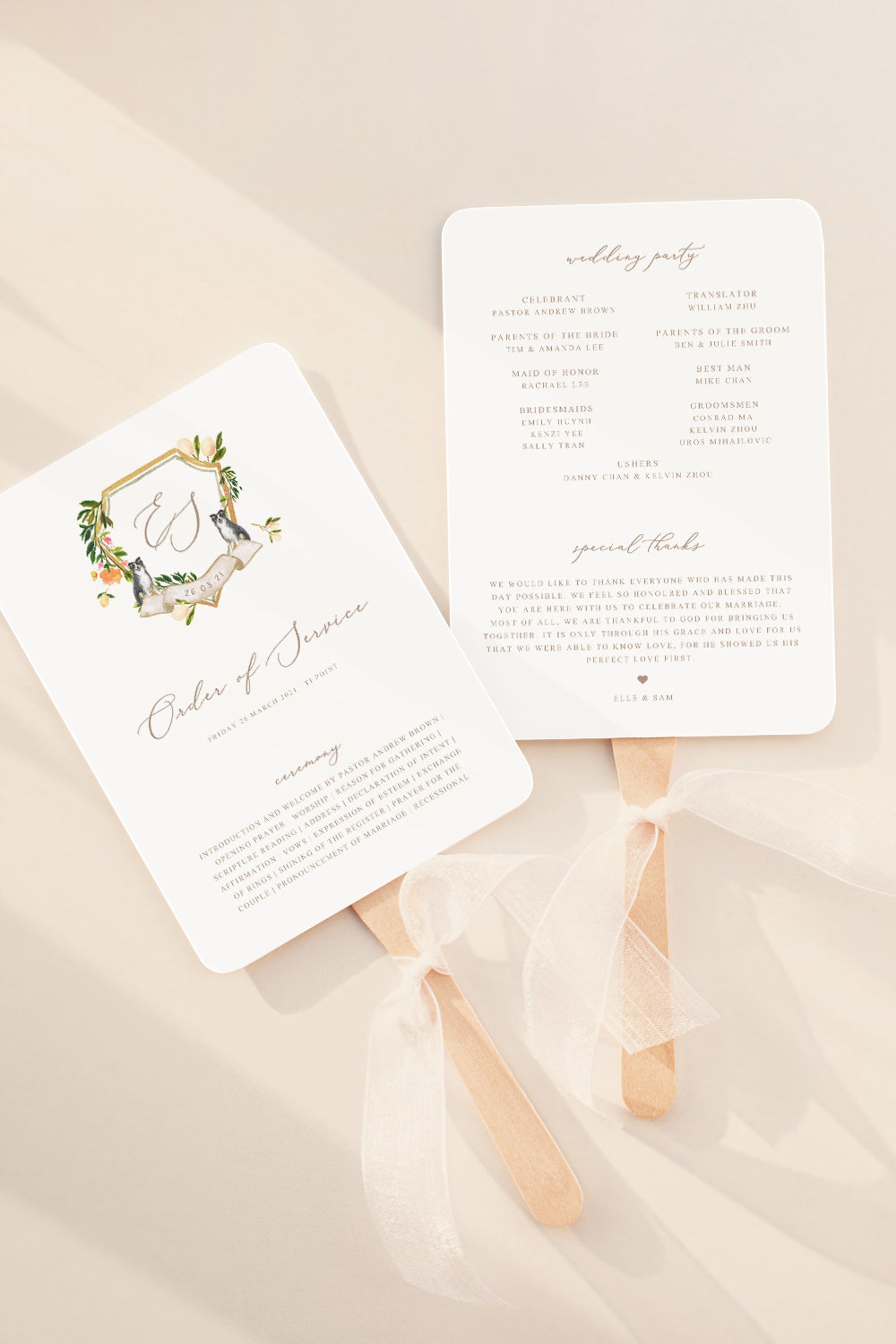 Watercolor Floral Wedding Fan Program Template Download, Ceremony ...