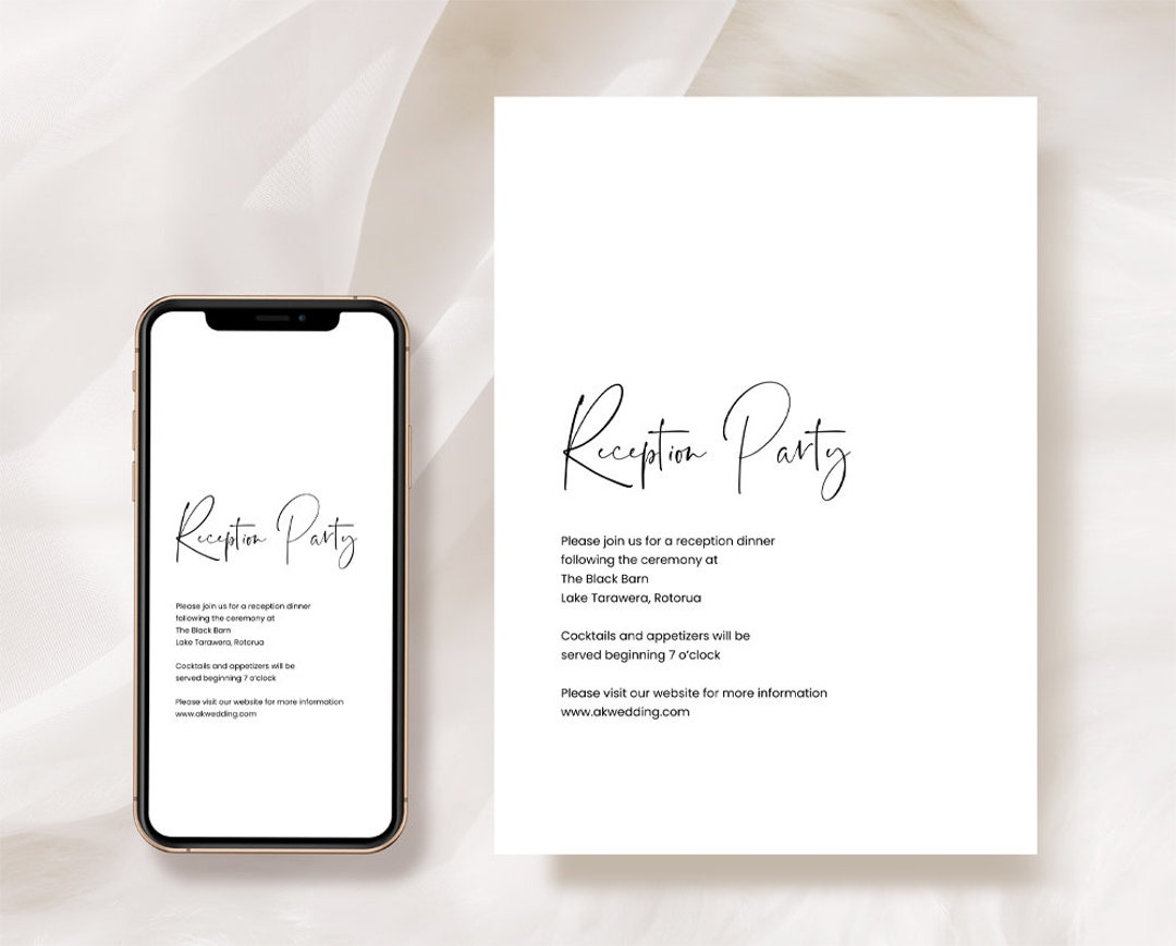 Wedding Reception Invitation Cards Template, Modern Wedding Reception ...