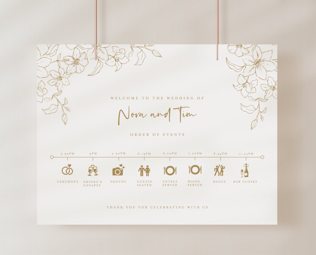 Wedding Day Timeline Template, Wedding Itinerary, Floral Wedding ...