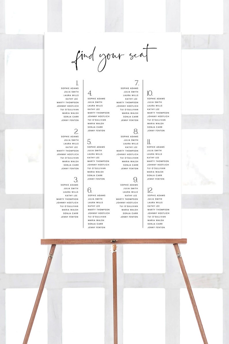 Find Your Seat Sign Modern Wedding Seating Chart Sign - Etsy