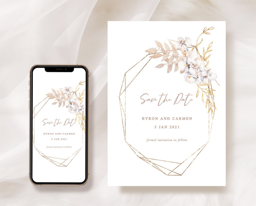 Boho Minimalist Save the Date Card Template Download, Save Our Date ...