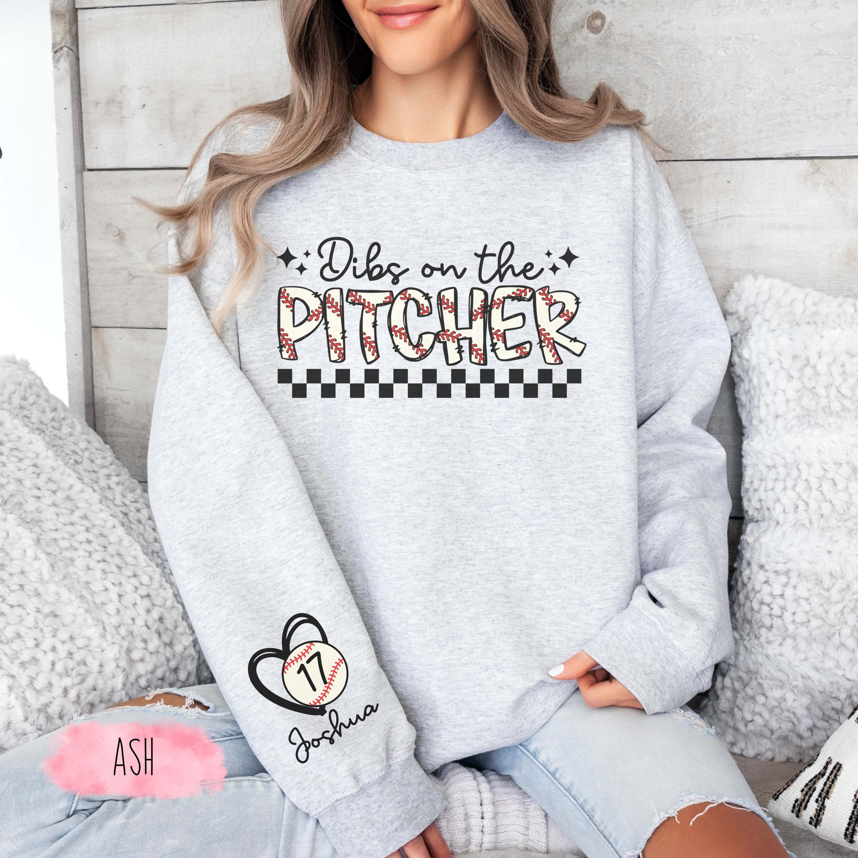 Custom Baseball Sweatshirt, Dibs on the Pitcher Crewneck, Baseball Wife ...