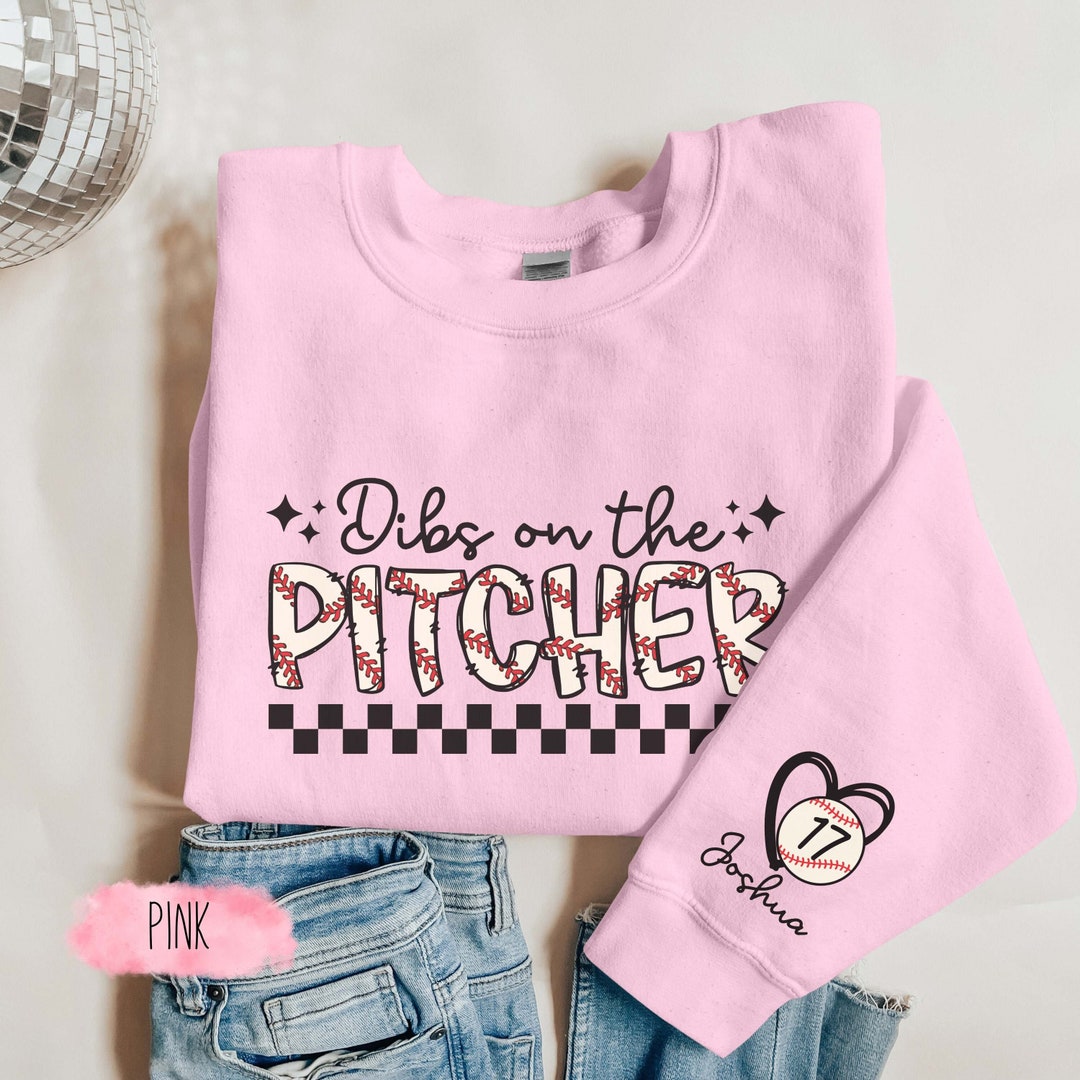 Custom Baseball Sweatshirt, Dibs on the Pitcher Crewneck, Baseball Wife ...