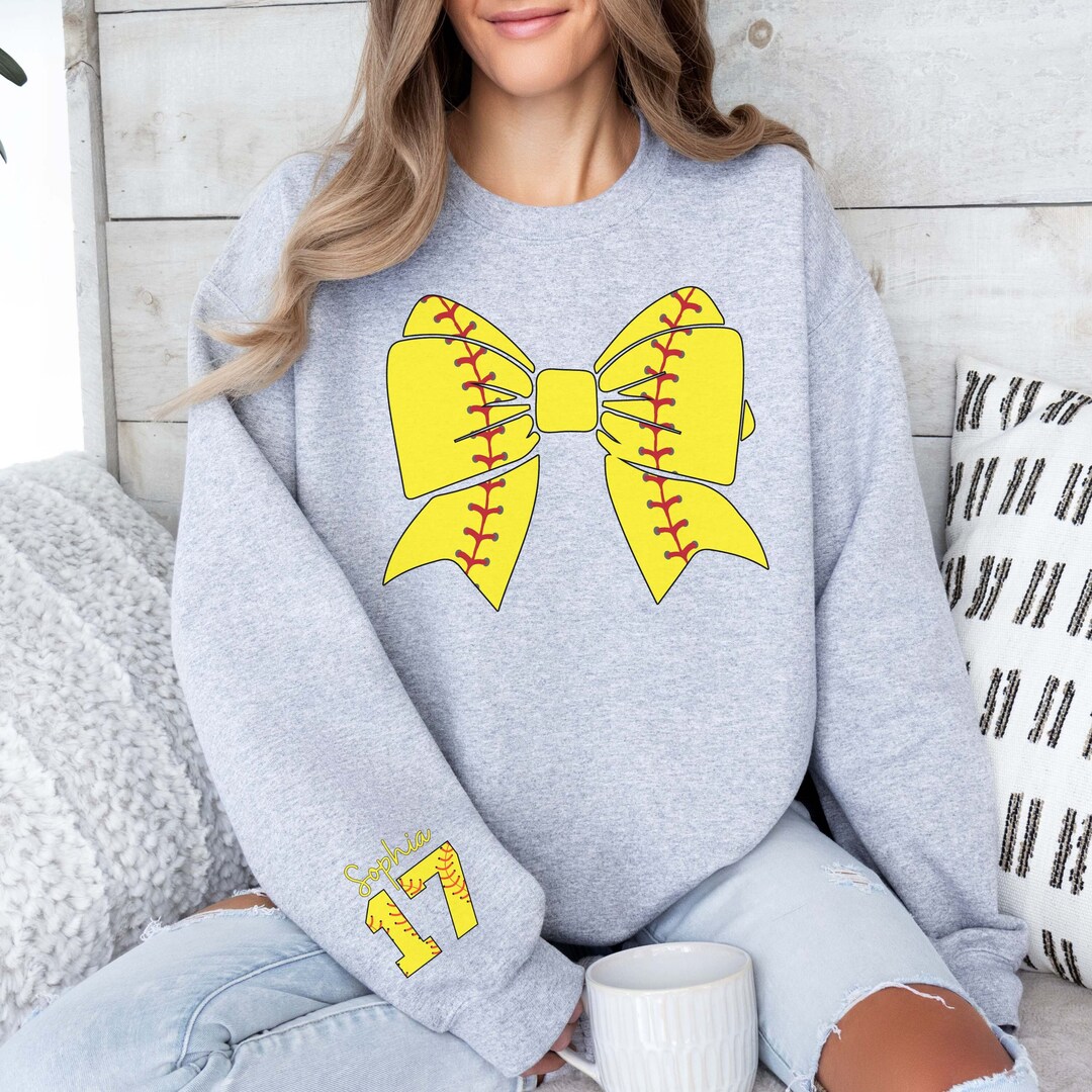 Custom Softball Mom Sweatshirt Gift, Preppy Team Mama Crewneck With ...