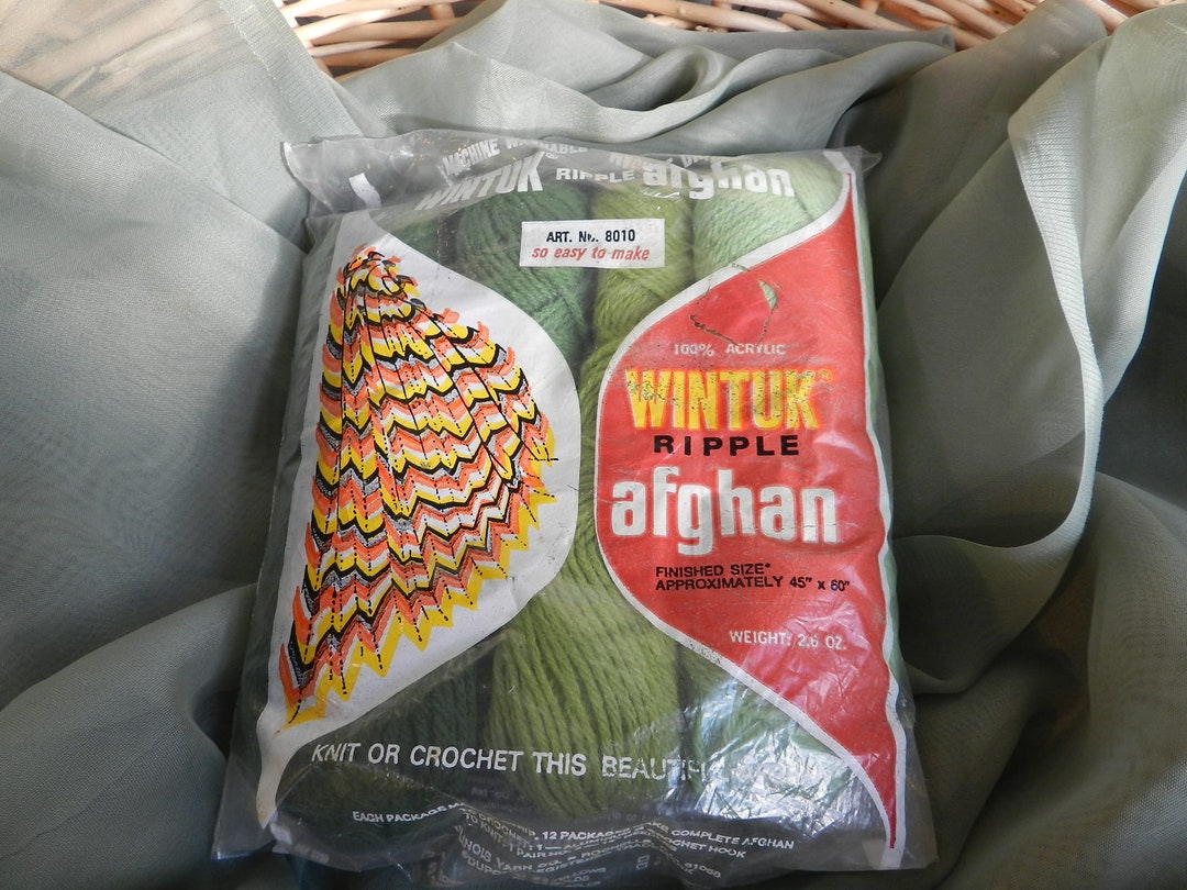 WINTUK RIPPLE AFGHAN/ Art. No. 8010/100% Acrylic/2.6 Oz/green 4 Shades ...