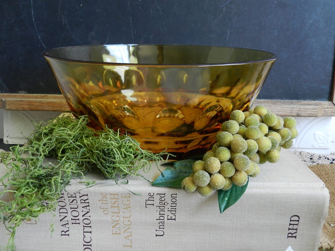 AMBER THUMBPRINT Bowl/hazel Atlas - Etsy